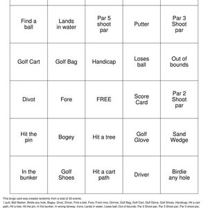 Golf Bingo Cards - 100 Pages to Download and Print - Etsy