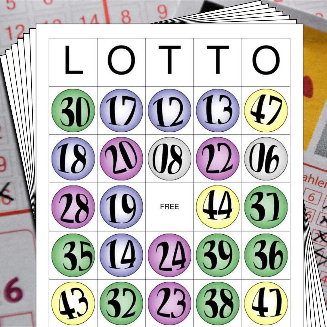 Images of Lotto Numbers Bingo Cards - 100 Pages to Download and Print ...