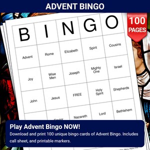 Advent Bingo Cards - 100 Pages to Download and Print - Etsy