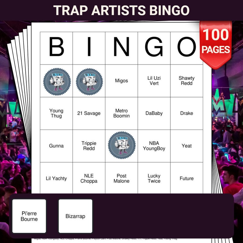 Trap Artists Bingo Cards - 100 Pages to Download and Print - Etsy