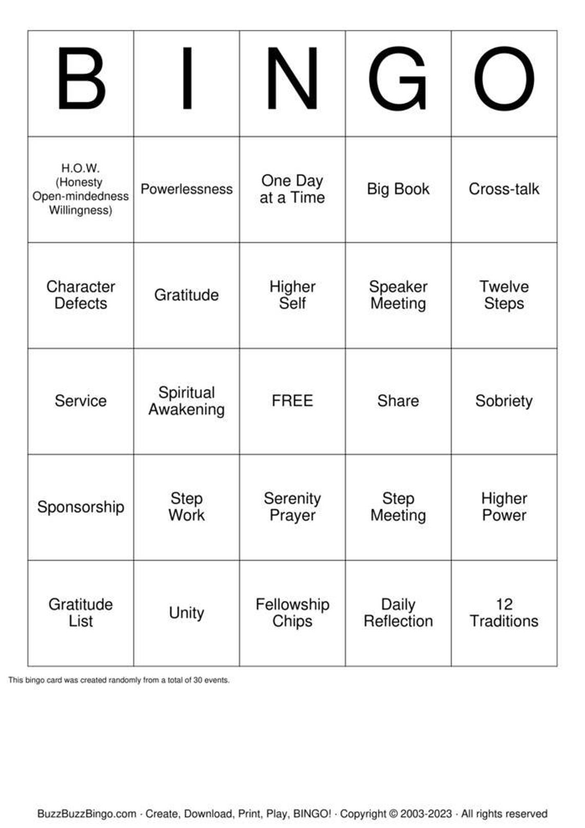 Alcoholics Anonymous Bingo Cards - 100 Pages to Download and Print - Etsy