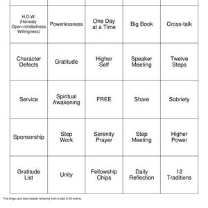 Alcoholics Anonymous Bingo Cards - 100 Pages to Download and Print - Etsy