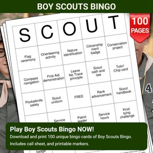 Boy Scouts Bingo Cards - 100 Pages to Download and Print - Etsy