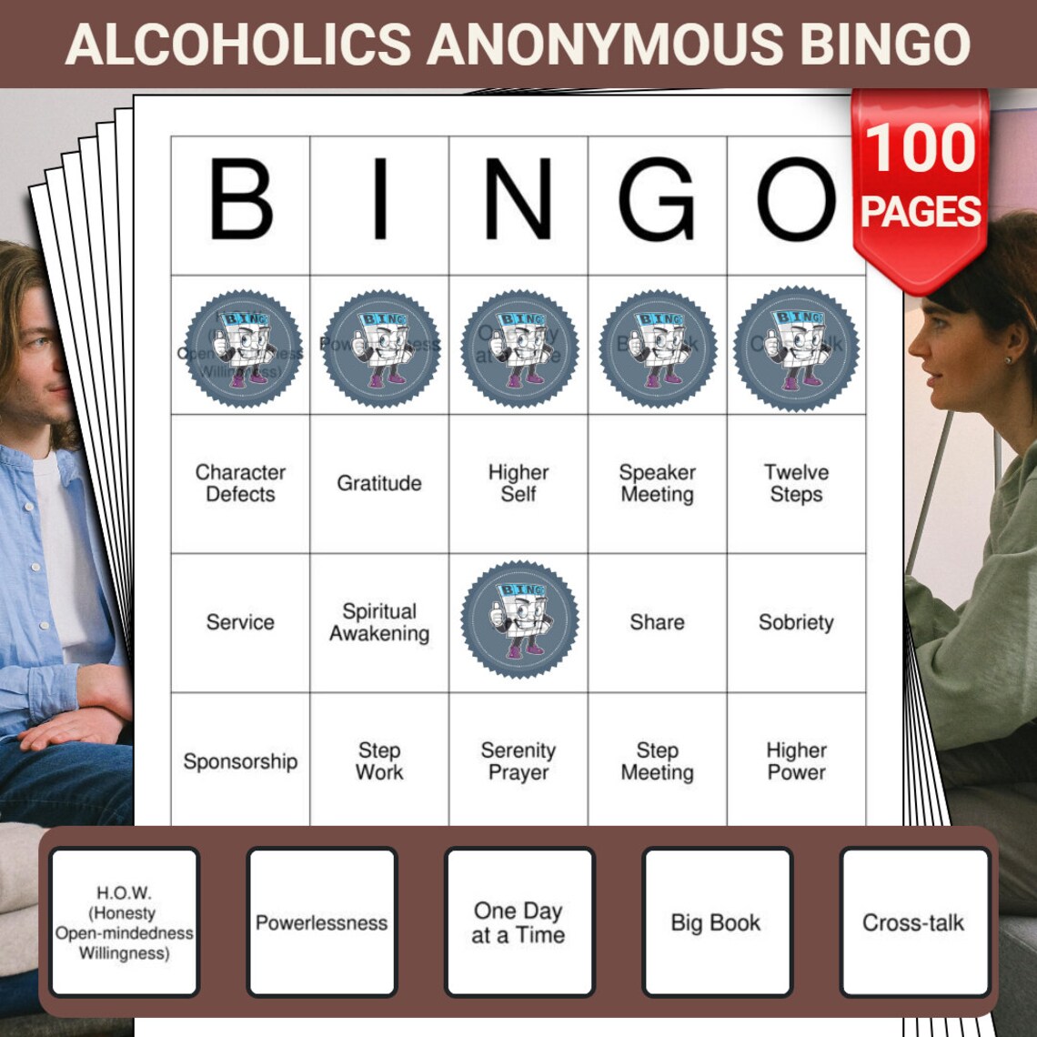 Alcoholics Anonymous Bingo Cards - 100 Pages to Download and Print - Etsy