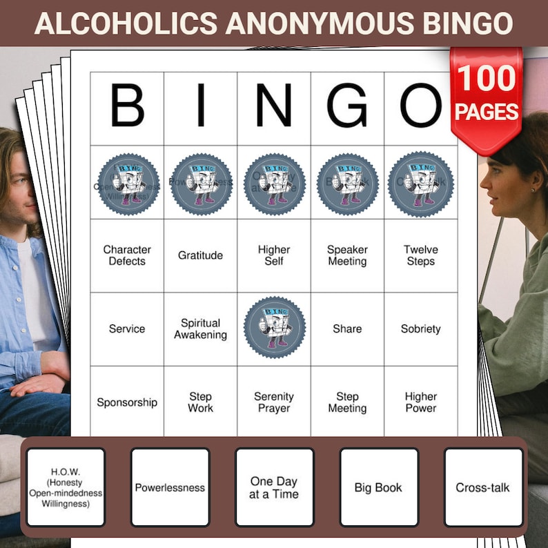 Alcoholics Anonymous Bingo Cards - 100 Pages to Download and Print - Etsy