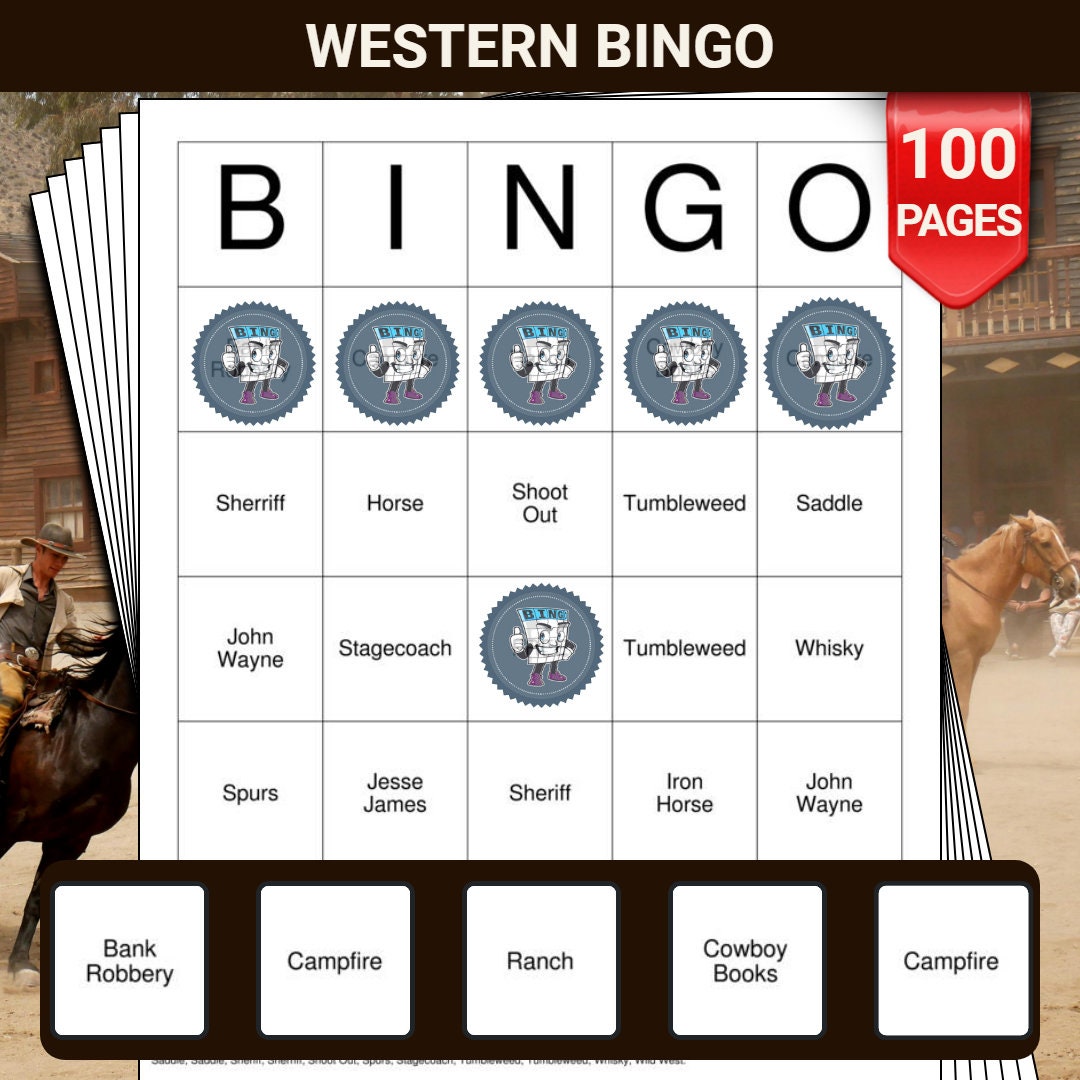 Western Bingo Cards - 100 Pages to Download and Print - Etsy