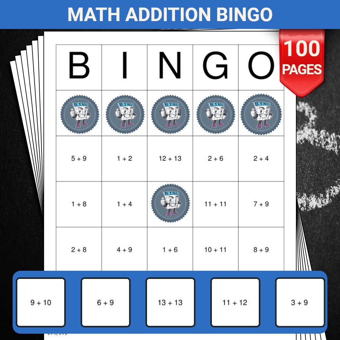 Math Addition Bingo Cards - 100 Pages to Download and Print - Etsy