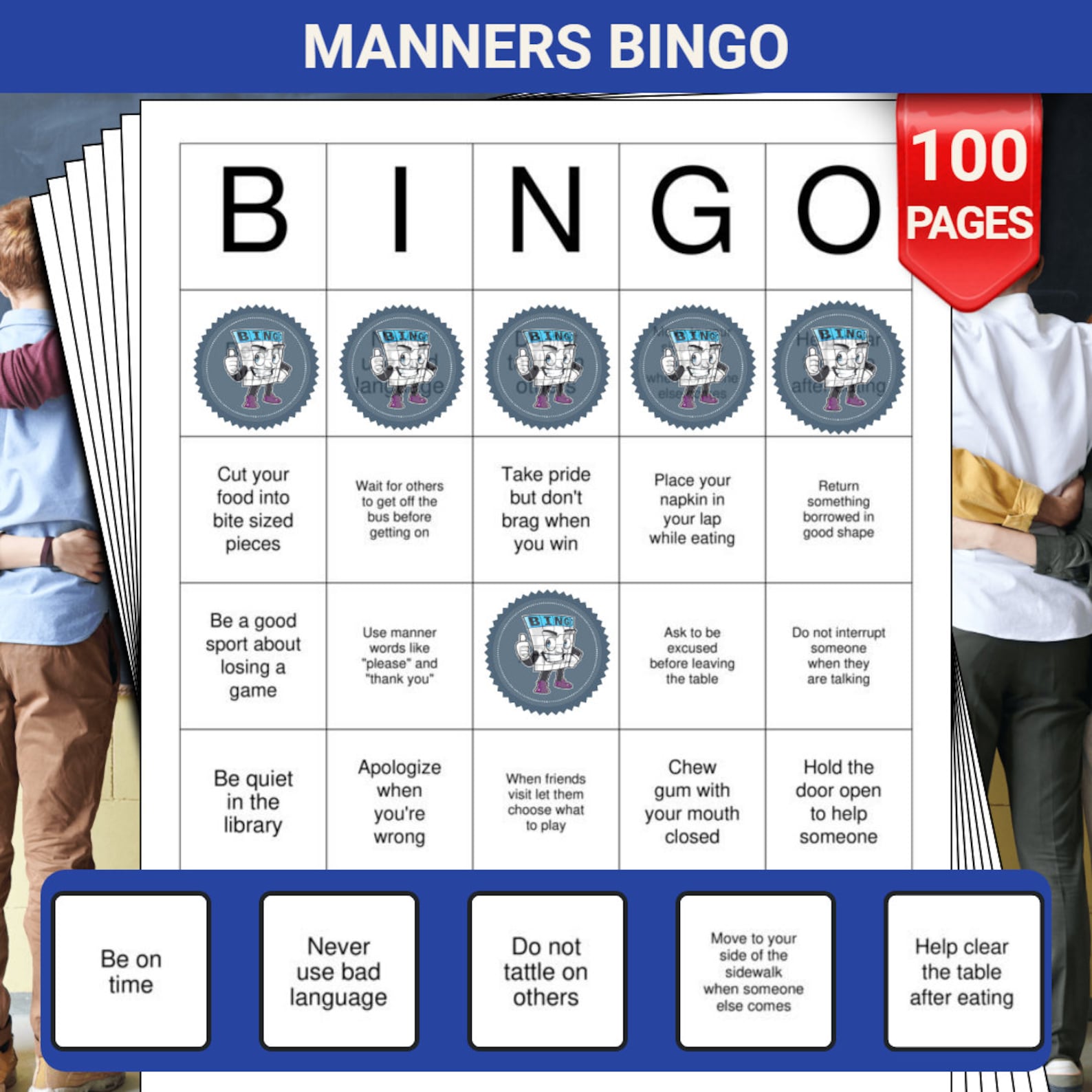 Manners Bingo Cards - 100 Pages to Download and Print - Etsy