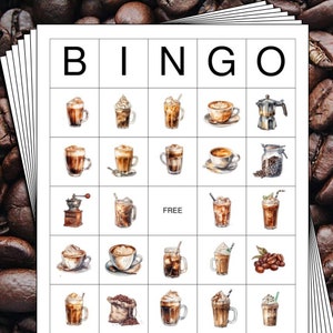 Coffee Images Bingo Cards - 100 Pages to Download and Print - Etsy