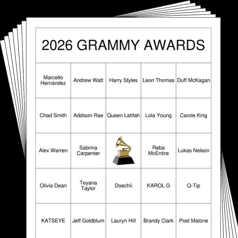 2026 Grammy Awards Bingo Cards - 100 Pages to Download and Print - Etsy