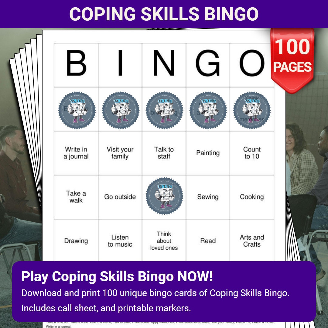 Coping Skills Bingo Cards 100 Pages Download and Print Bingo Instantly ...