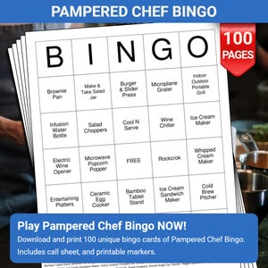 Pampered Chef Bingo Cards - 100 Pages to Download and Print - Etsy