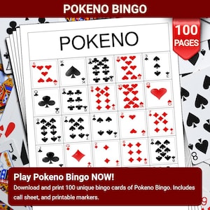 Pokeno Bingo Cards - 100 Pages to Download and Print - Etsy