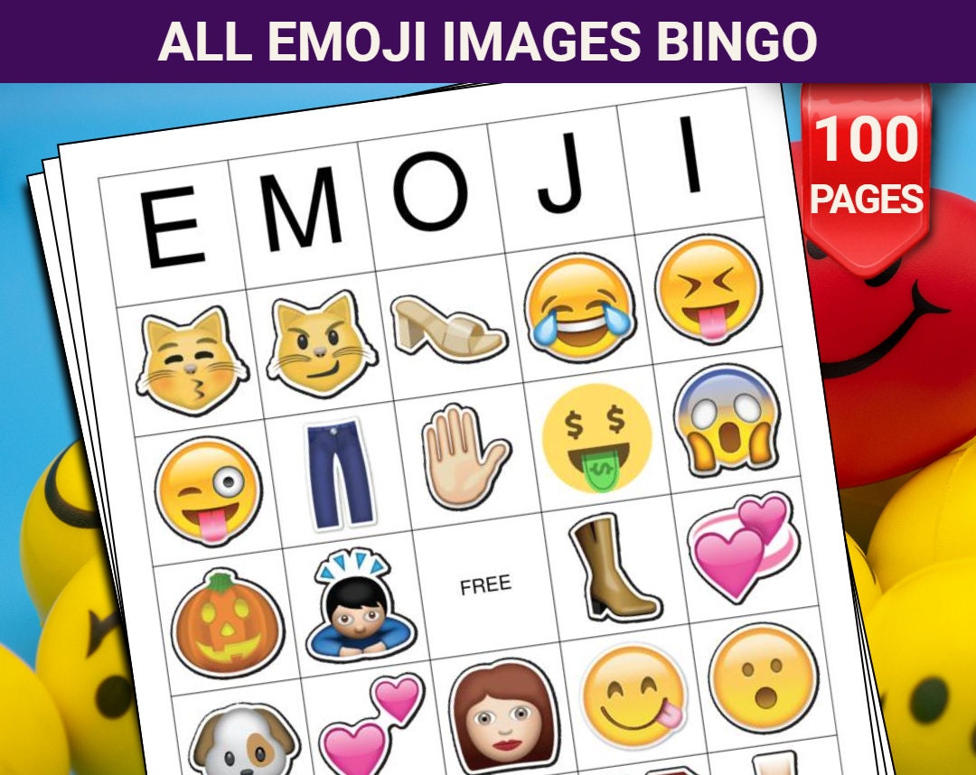 All Emoji Images Bingo Cards 100 Pages to Download and Print - Etsy