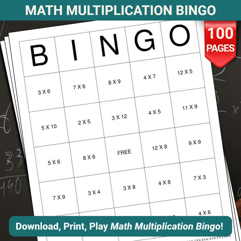 Math Multiplication Bingo Cards - 100 Pages to Download and Print - Etsy