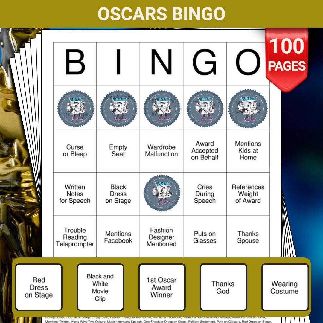 Oscars Bingo Cards - 100 Pages to Download and Print - Etsy