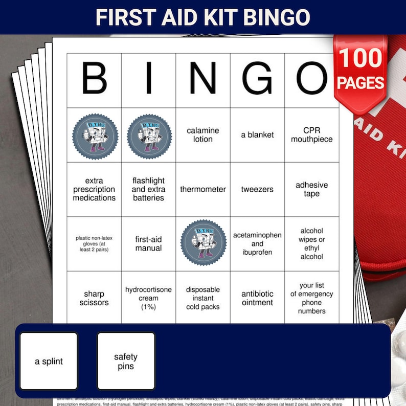 First Aid Kit Bingo Cards - 100 Pages to Download and Print - Etsy