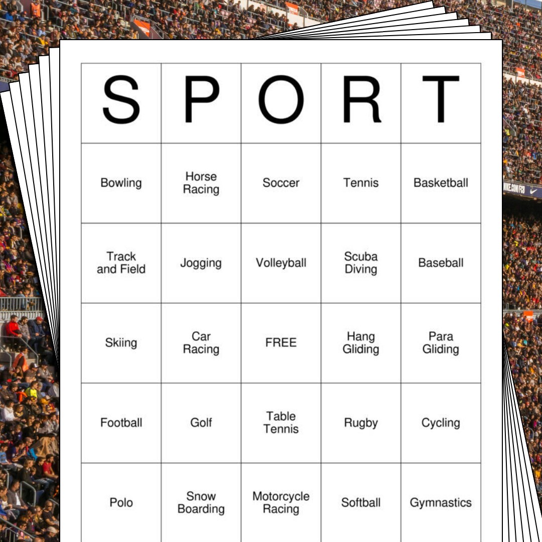 Types of Sports Bingo Cards - 100 Pages to Download and Print - Etsy