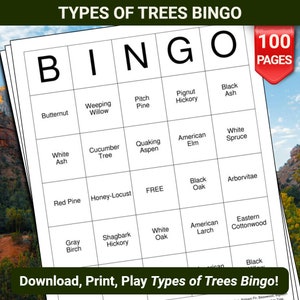 Types of Trees Bingo Cards - 100 Pages to Download and Print - Etsy