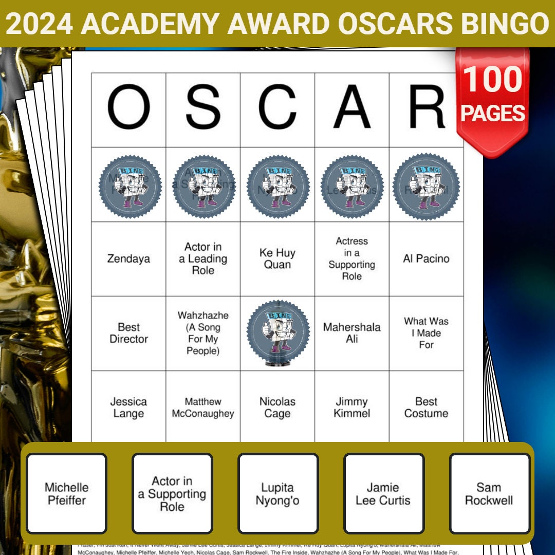 2024 Academy Award Oscars Bingo Cards - 100 Pages to Download and Print ...