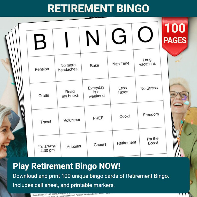 Retirement Bingo Cards 100 Pages to Download and Print - Etsy