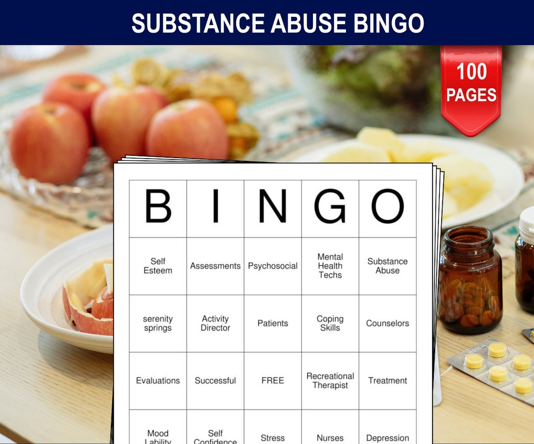 Substance Abuse Bingo Cards - 100 Pages - Download and Print Bingo ...