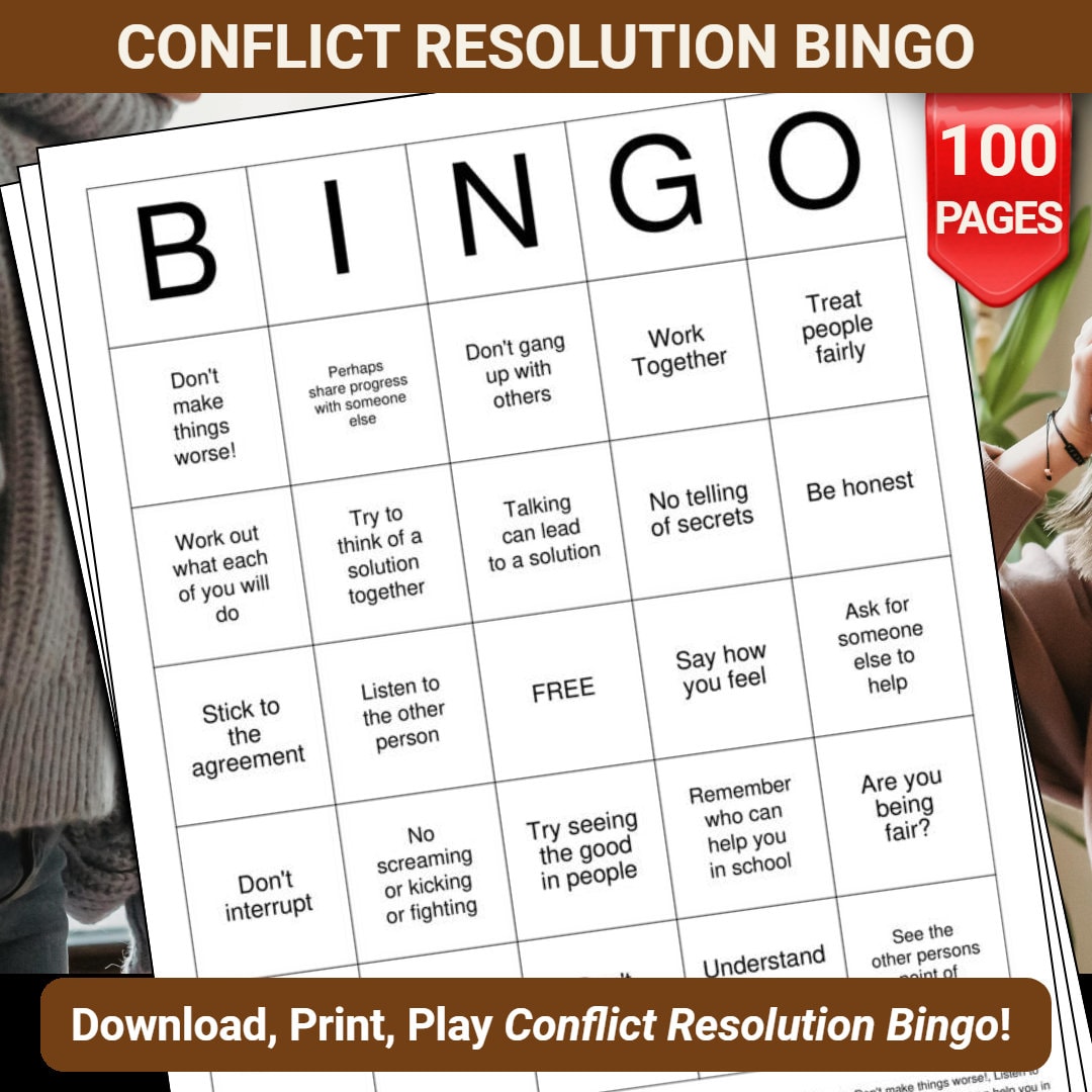 Conflict Resolution Bingo Cards - 100 Pages to Download and Print - Etsy