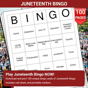 Juneteenth Bingo Cards - 100 Pages to Download and Print - Etsy