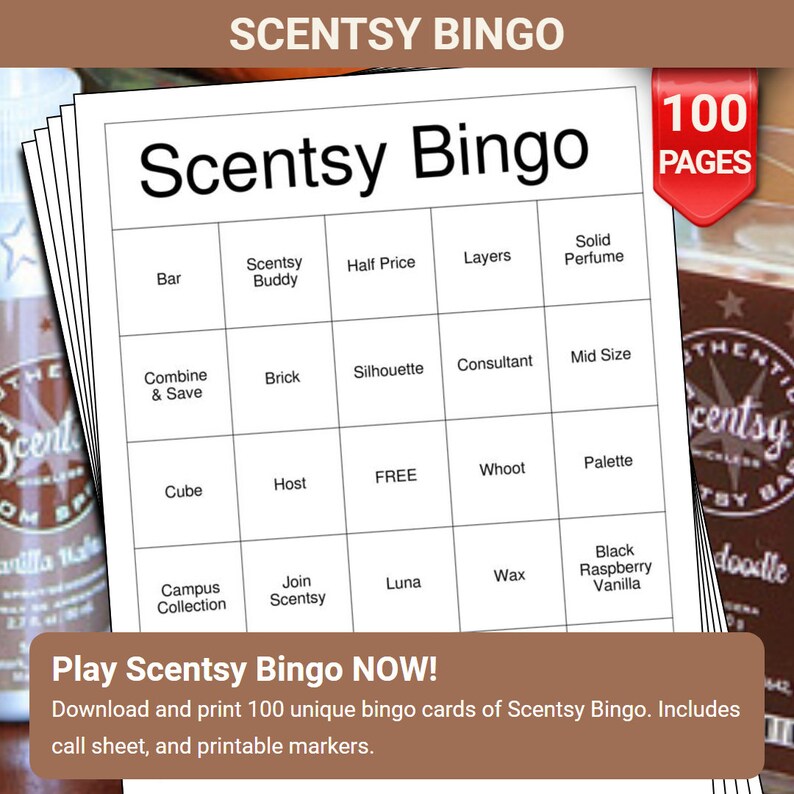 Scentsy Bingo Cards 100 Pages to Download and Print - Etsy