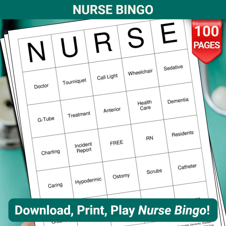 Nurse Bingo Cards 100 Pages To Download And Print Etsy