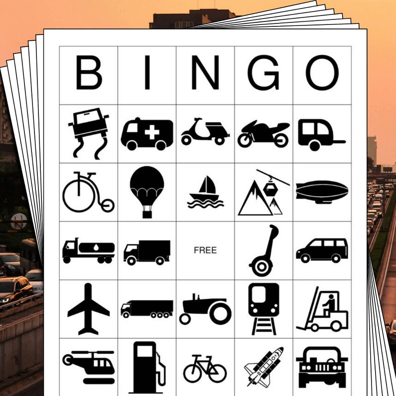 Images of Transportation Bingo Cards 100 Pages to Download and Print - Etsy