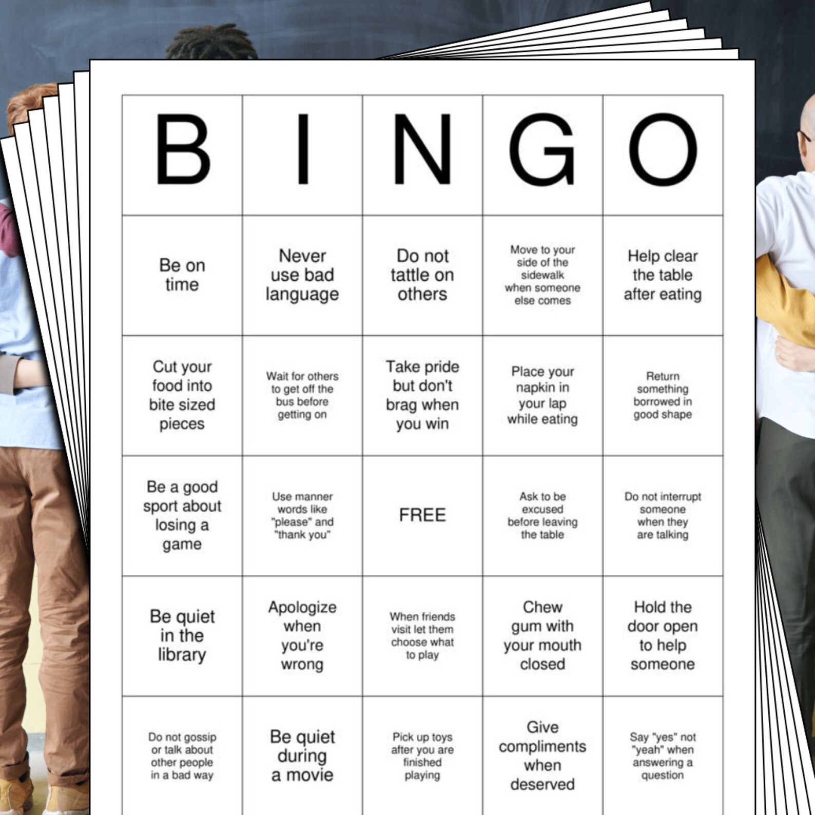 Manners Bingo Cards - 100 Pages to Download and Print - Etsy