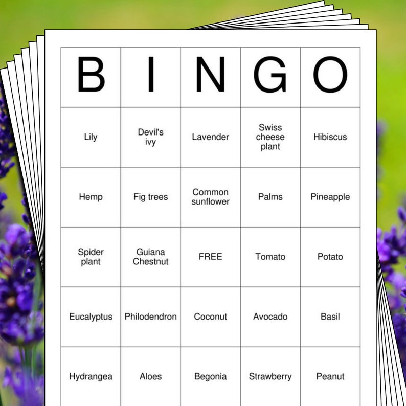 Types of Plants Bingo Cards - 100 Pages to Download and Print - Etsy