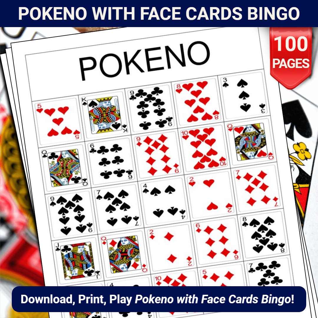 Pokeno With Face Cards Bingo Cards - 100 Pages to Download and Print - Etsy