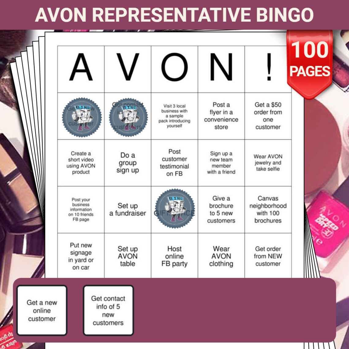 AVON Representative Bingo Cards 100 Pages to Download and Print - Etsy