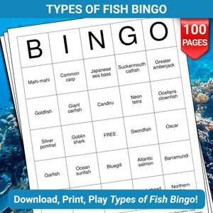 Types of Fish Bingo Cards - 100 Pages to Download and Print - Etsy