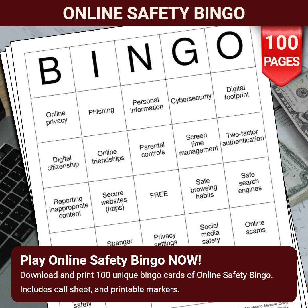 Online Safety Bingo Cards - 100 Pages to Download and Print - Etsy