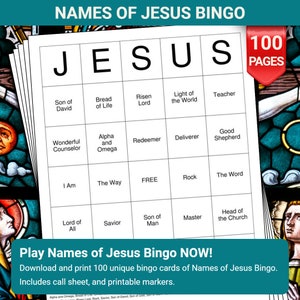 Names of Jesus Bingo Cards - 100 Pages to Download and Print - Etsy