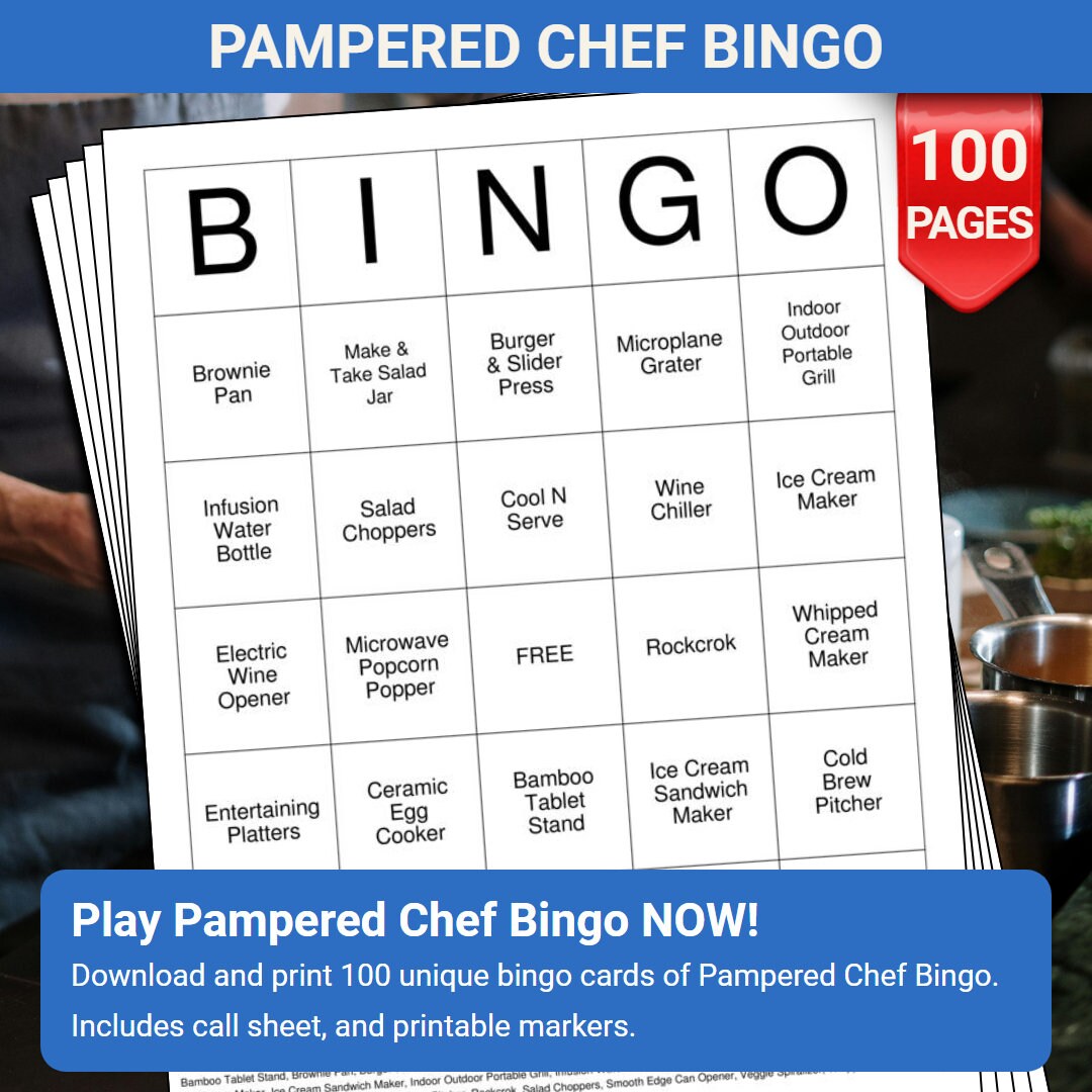 Pampered Chef Bingo Cards 100 Pages to Download and Print - Etsy