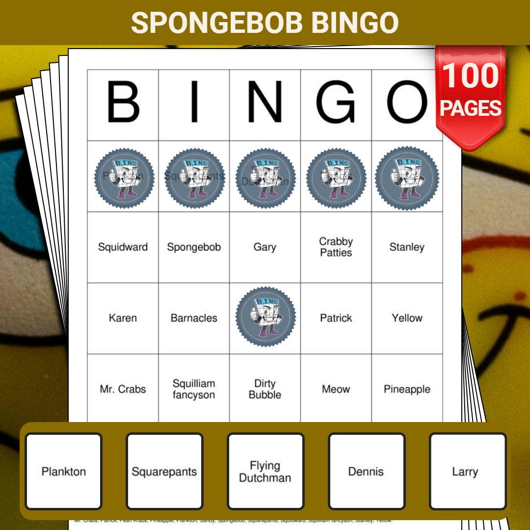 Spongebob Bingo Cards - 100 Pages to Download and Print - Etsy