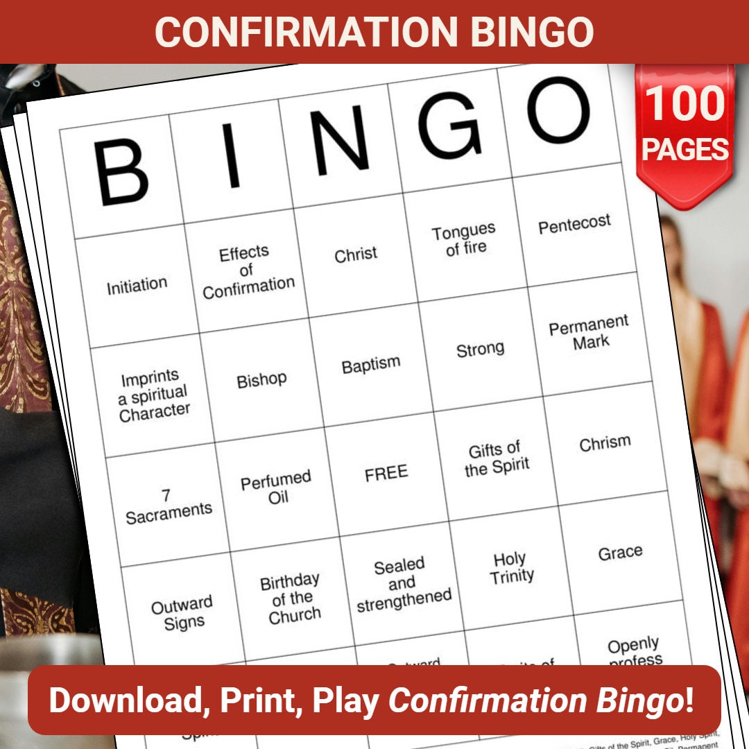 Confirmation Bingo Cards - 100 Pages to Download and Print - Etsy