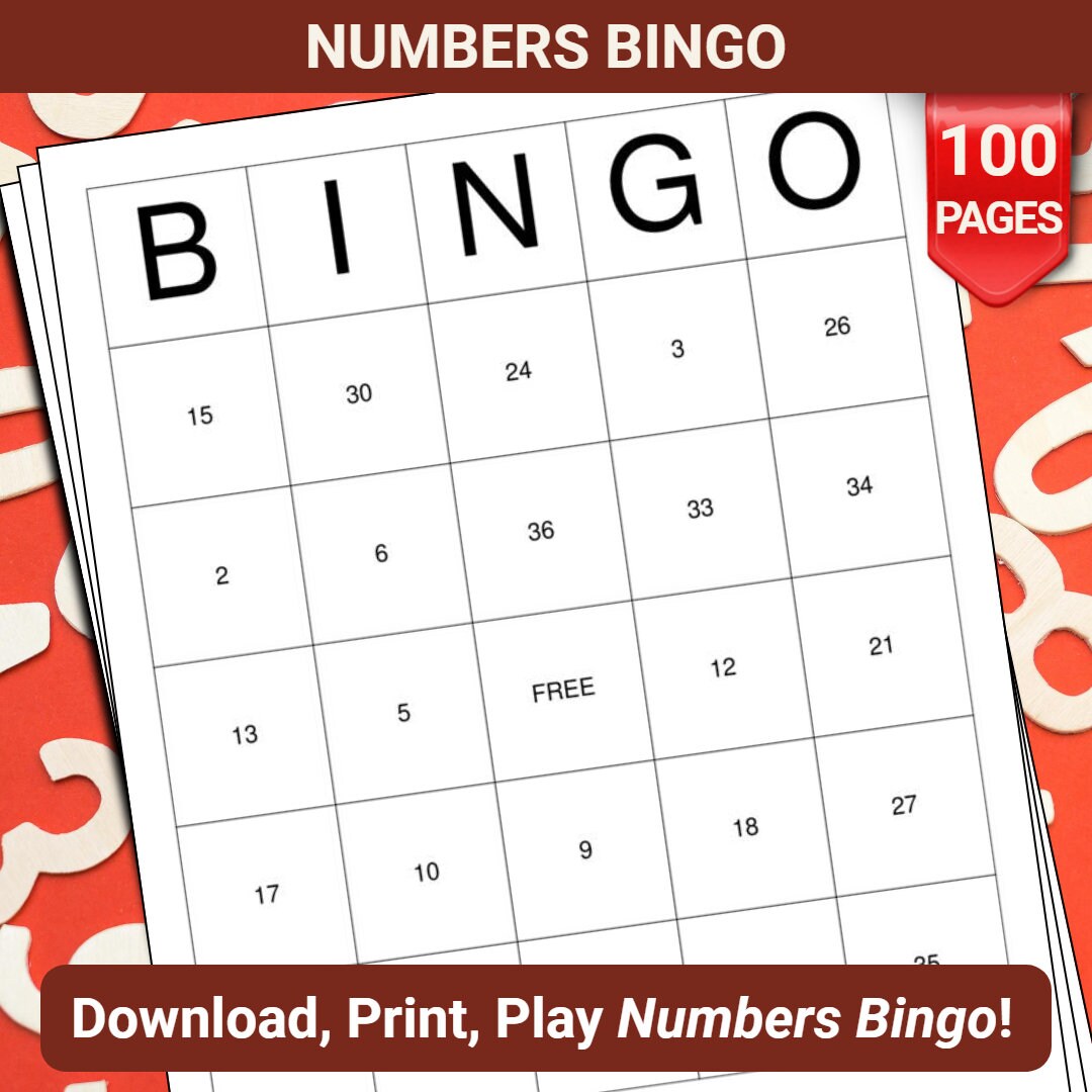 Numbers Bingo Cards - 100 Pages to Download and Print - Etsy