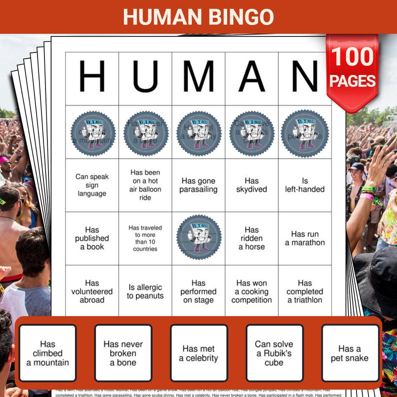 Human Bingo Cards - 100 Pages to Download and Print - Etsy