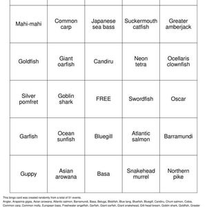 Types of Fish Bingo Cards - 100 Pages to Download and Print - Etsy