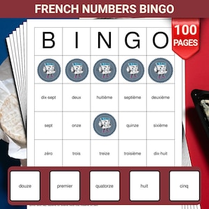 French Numbers Bingo Cards - 100 Pages to Download and Print - Etsy