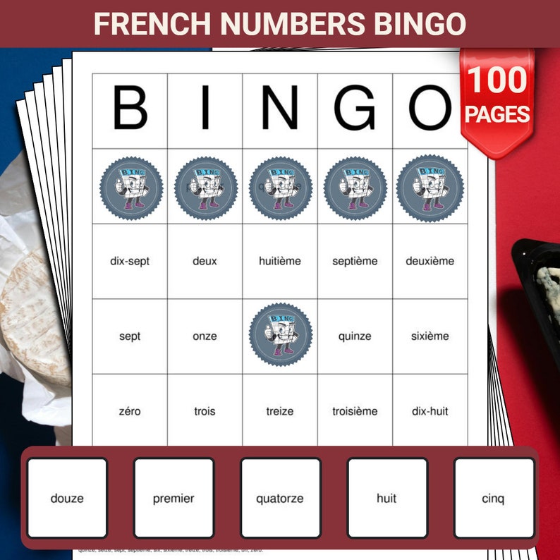 French Numbers Bingo Cards - 100 Pages to Download and Print - Etsy
