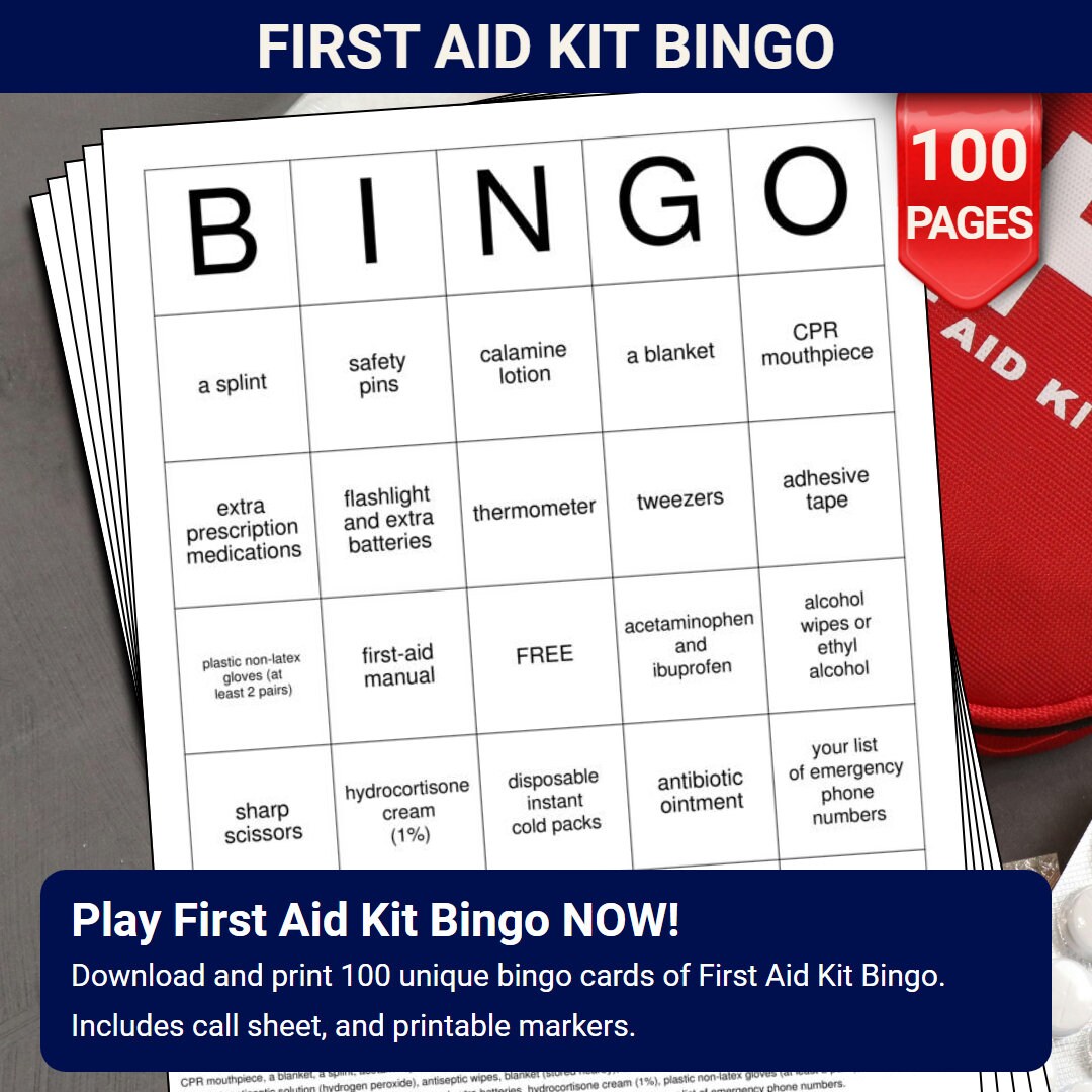 First Aid Kit Bingo Cards - 100 Pages to Download and Print - Etsy