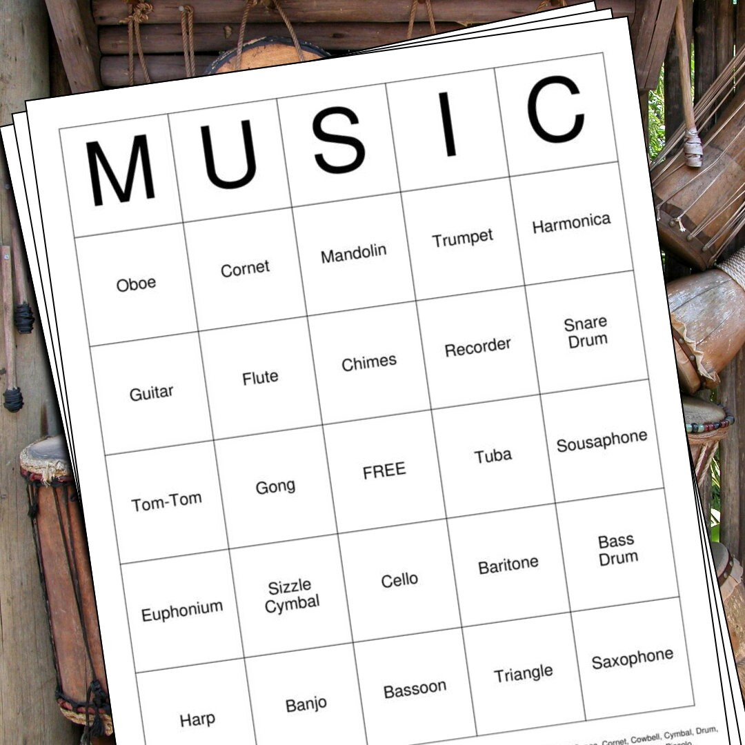 Musical Instruments Bingo Cards 100 Pages to Download and Print - Etsy