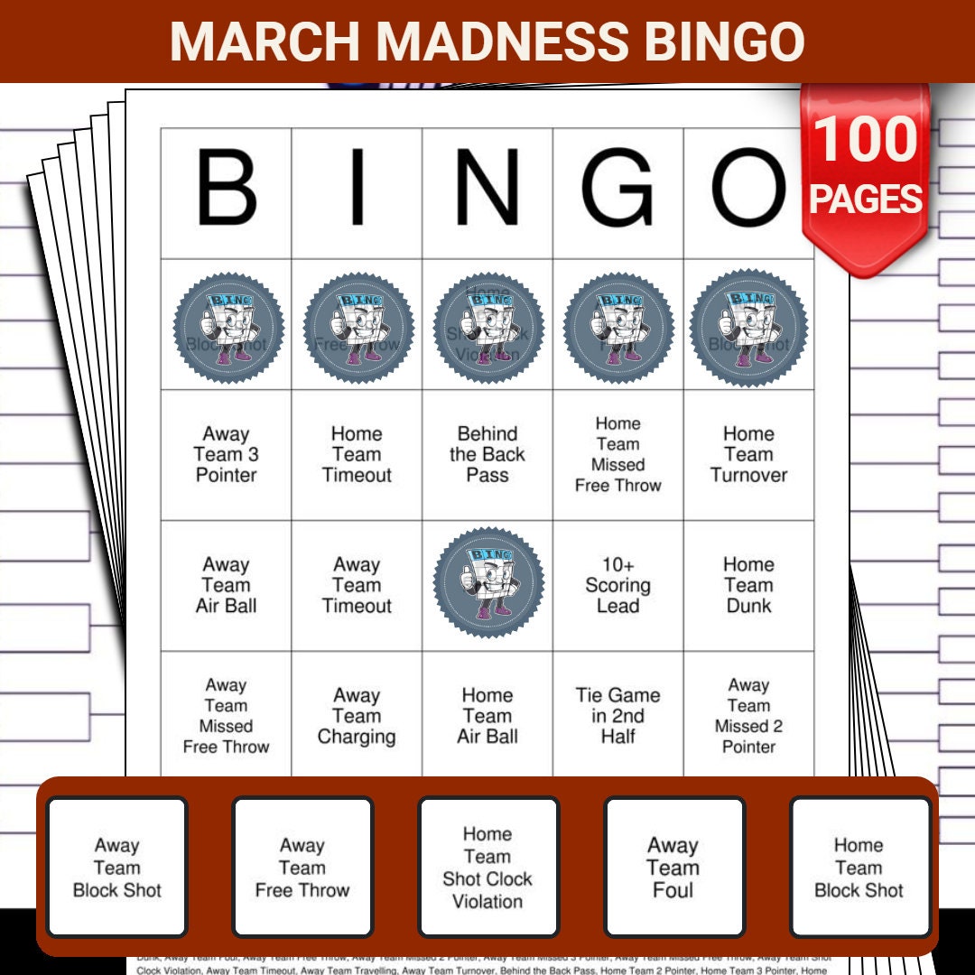 March Madness Bingo Cards 100 Pages to Download and Print - Etsy