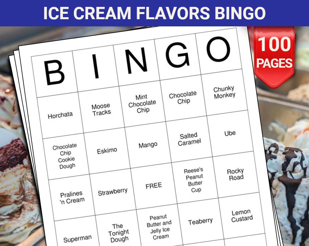 Ice Cream Flavors Bingo Cards 100 Pages to Download and Print - Etsy